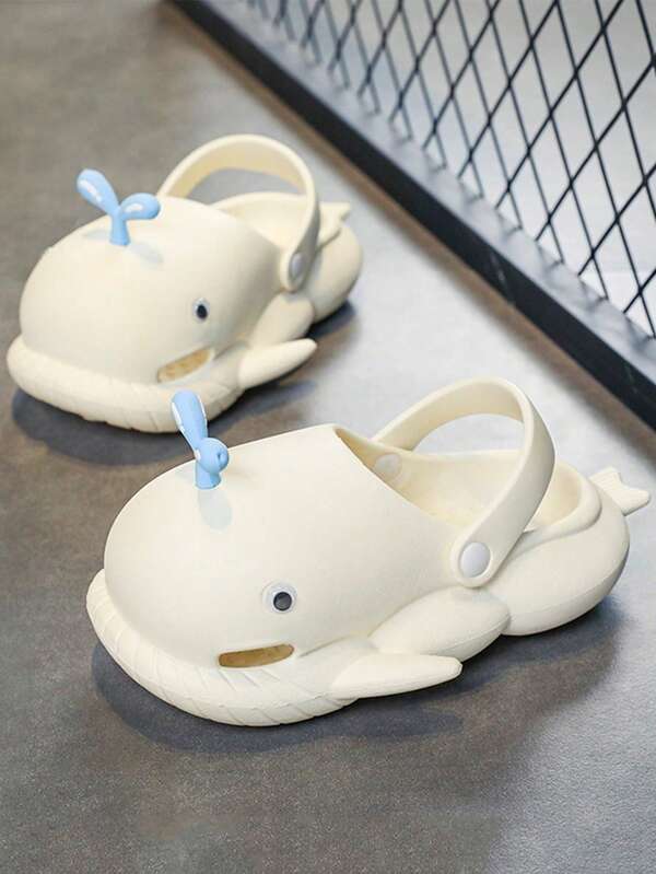 Women Cartoon Shark Design Vented Clogs, EVA Slingback Clogs White ...