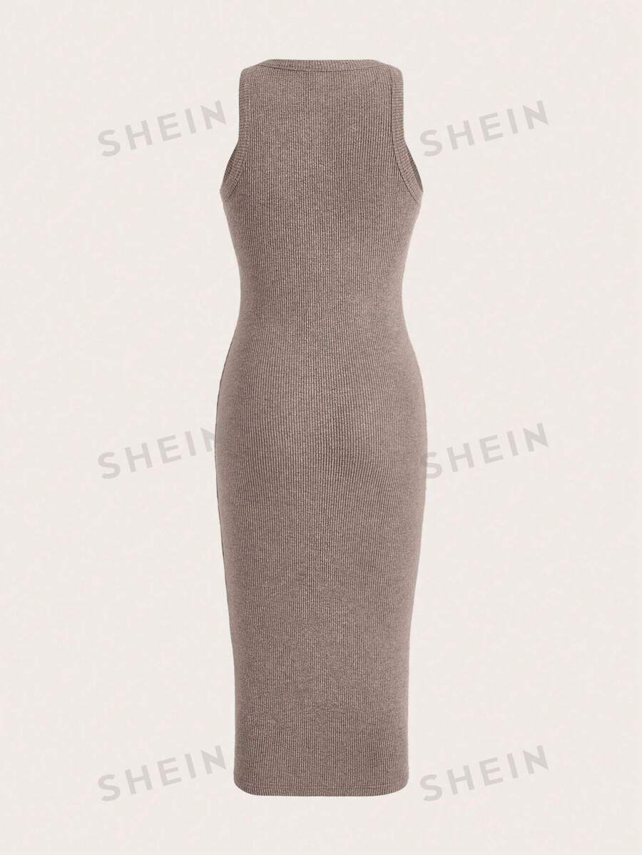 Shein Ezwear Solid Ribbed Knit Bodycon Dress Shein Usa