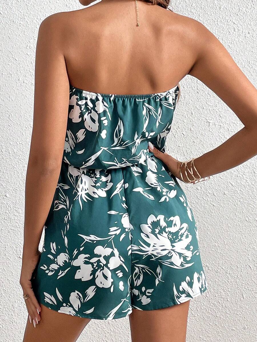 SHEIN VCAY Floral Print Tube Women Romper | SHEIN UK