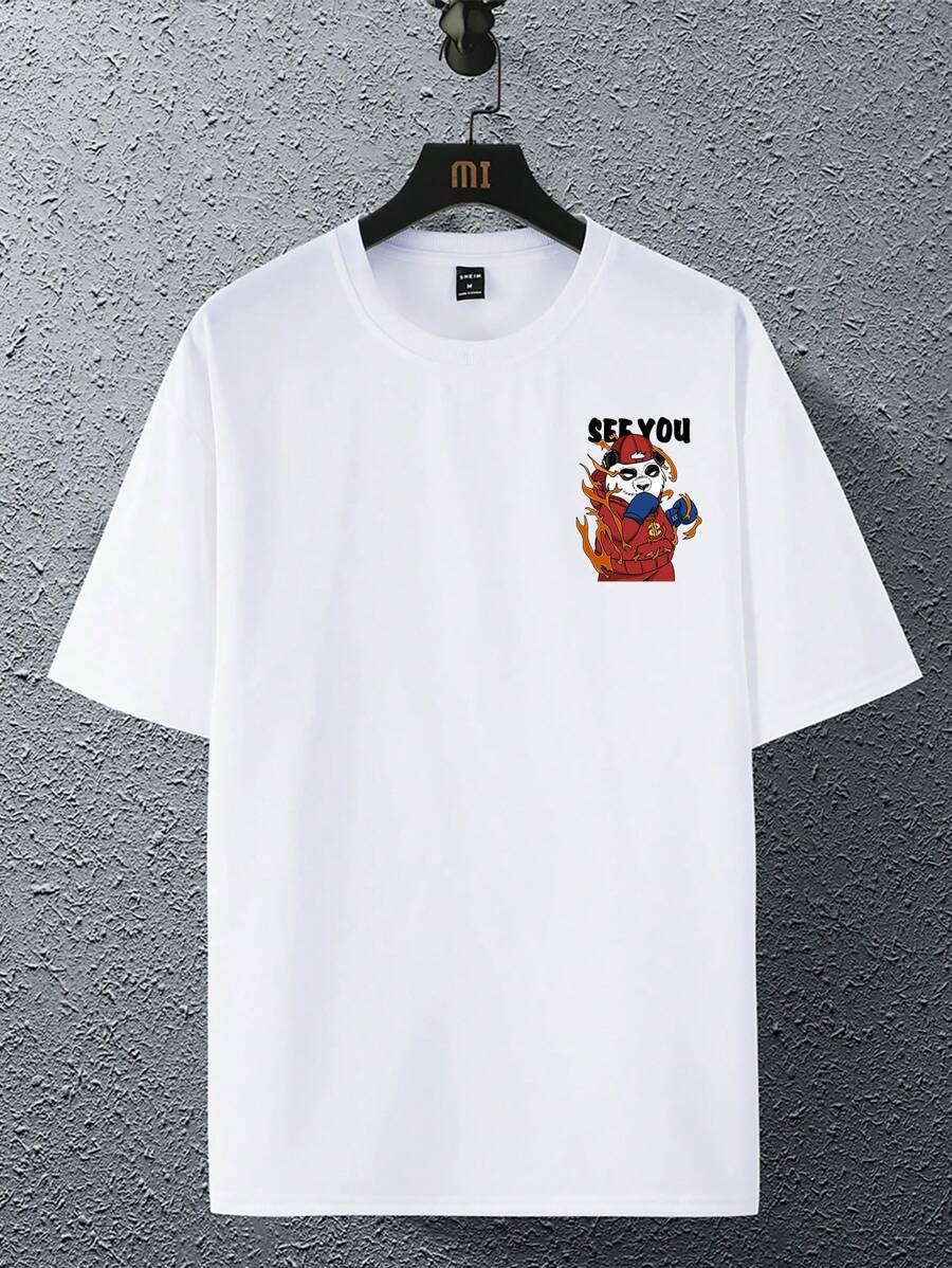 Manfinity EMRG Loose Fit Cartoon Graphic Drop Shoulder Men's T-Shirt ...