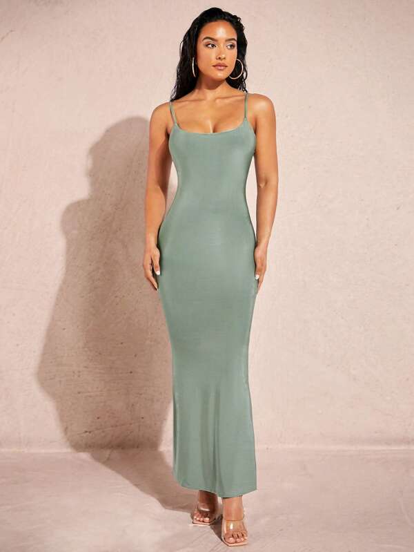 SHEIN BAE Solid Open Back Cami Bodycon Dress | SHEIN USA