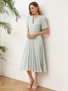 MOTF PREMIUM PLISSE FLUTTER SLEEVE DRESS,SUMMER OUTFITS | SHEIN USA