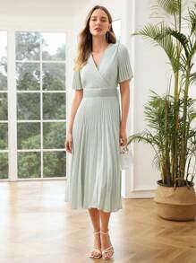 MOTF PREMIUM PLISSE FLUTTER SLEEVE DRESS,SUMMER OUTFITS | SHEIN USA