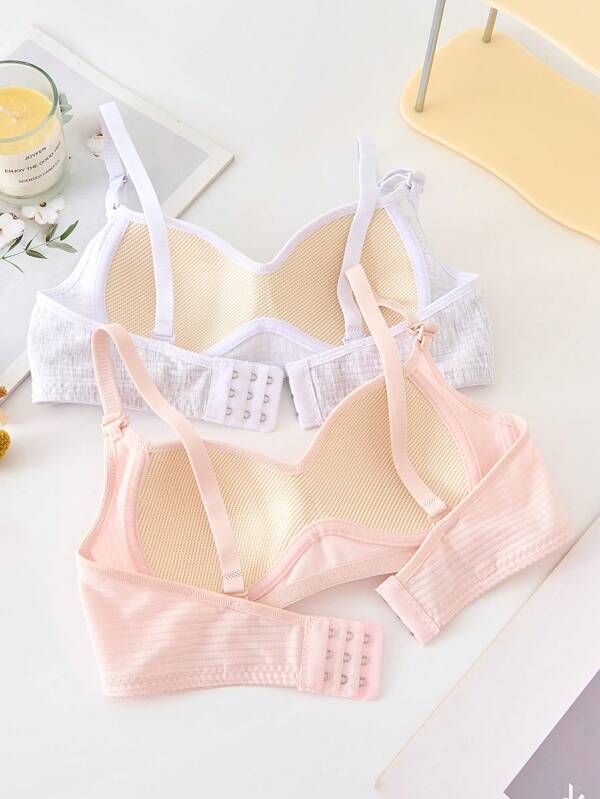 Teen Girl 2pcs Solid Wireless Bralet Shein Uk