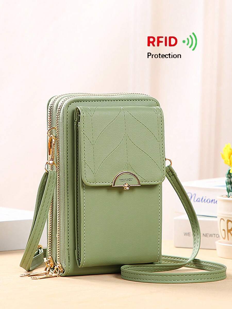 Women's Small Crossbody Wallet, Multi Zipper Metal Decor Shoulder Bag ...