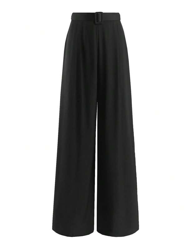 Shein Lune Plus Solid Belted Wide Leg Pants Shein Usa
