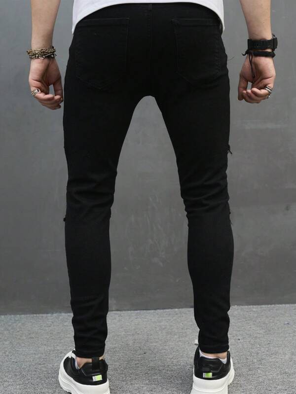 Manfinity LEGND Men Cotton Ripped Frayed Skinny Jeans | SHEIN USA