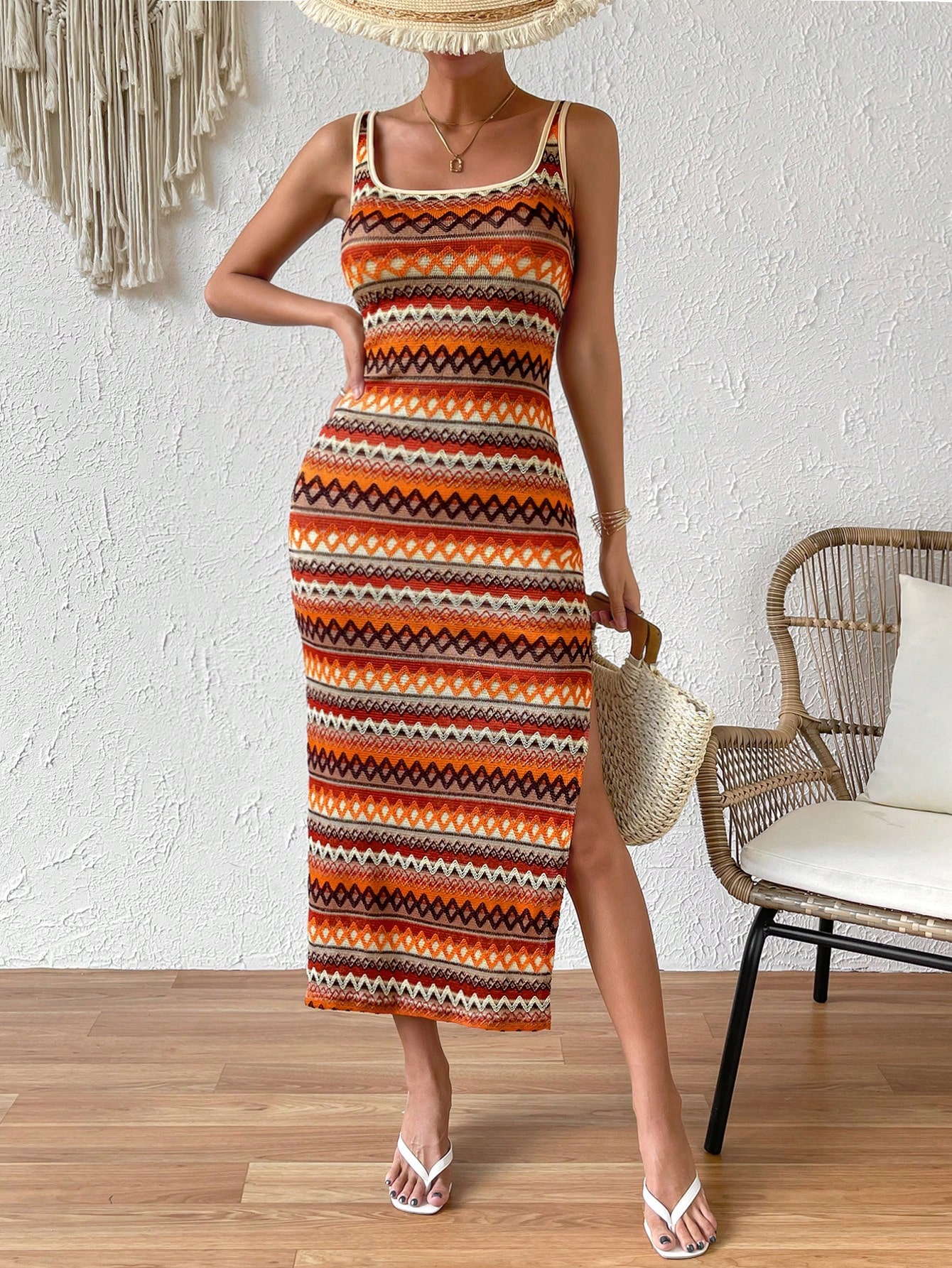 SHEIN VCAY Vintage Style Side Split Sleeveless Dress | SHEIN UK