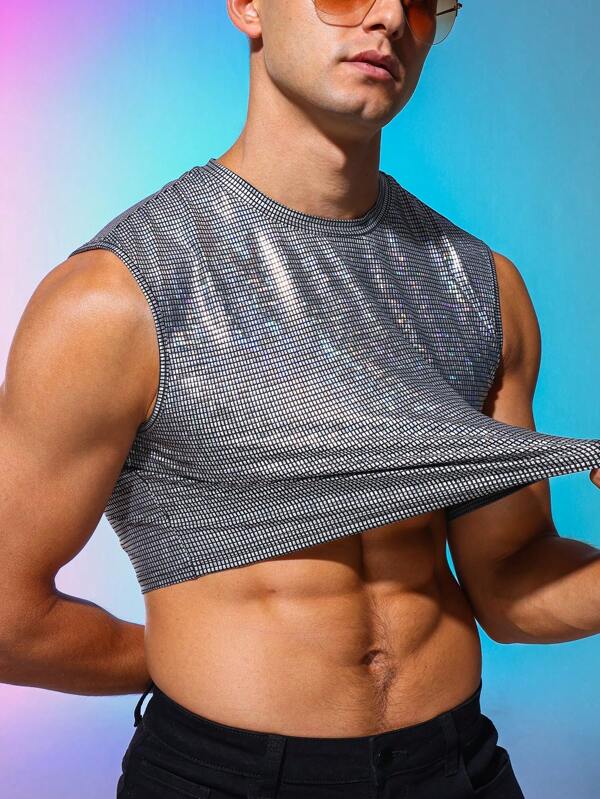 Manfinity Fever City Men Metallic Crop Tank Top | SHEIN USA