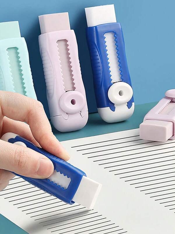 2pcs/set Two Tone Push-pull Eraser, Simple Multi-purpose Pencil Eraser ...