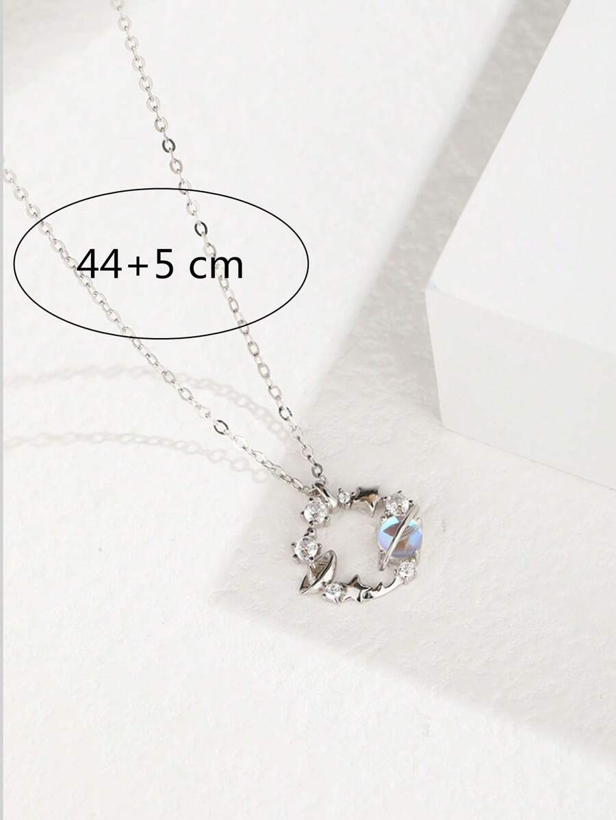 Rhinestone Decor Planet Pendant Necklace | SHEIN USA