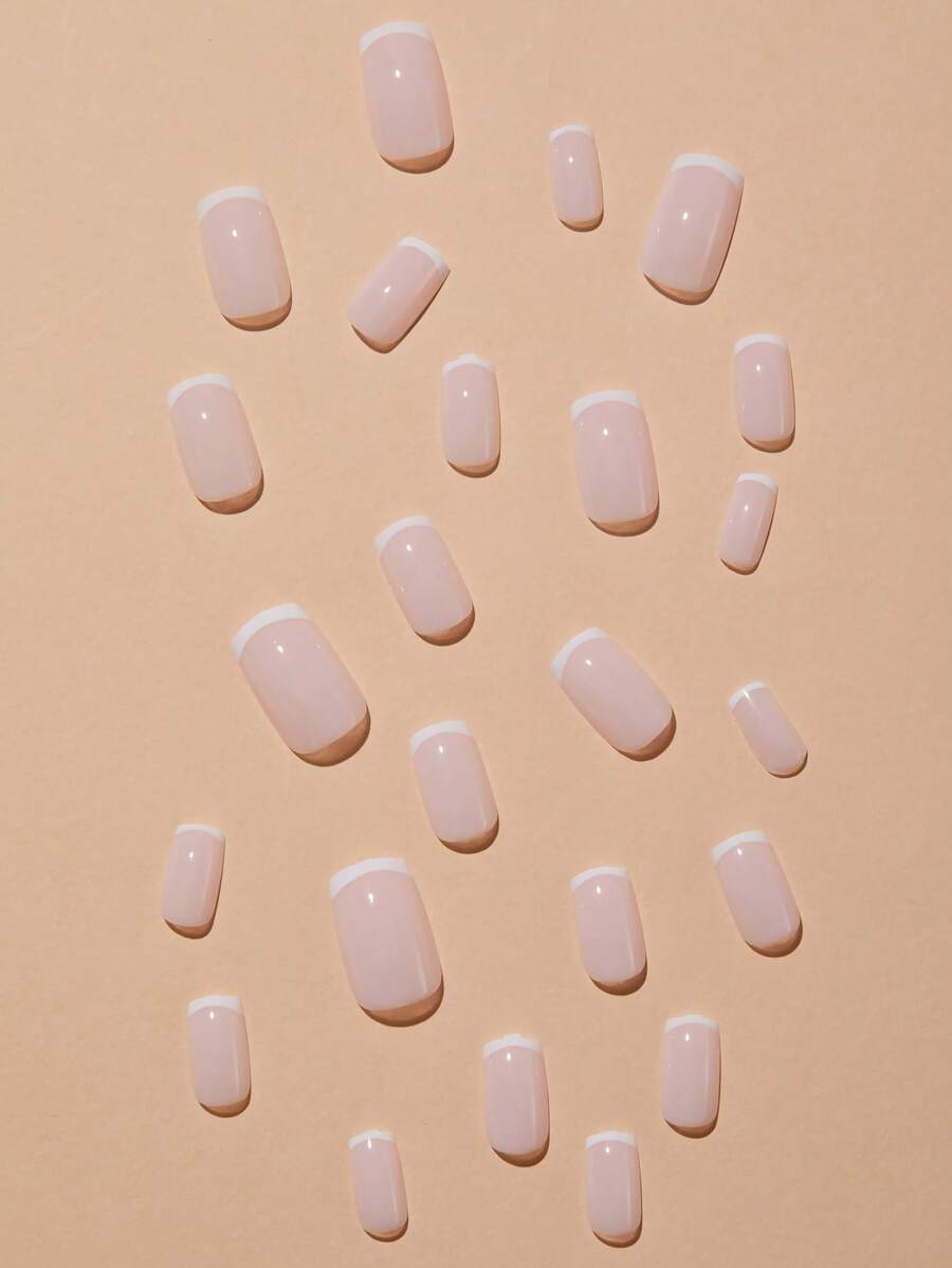 Upgrade Your Look With 24pcs Short Square French Style Full Cover Fake ...