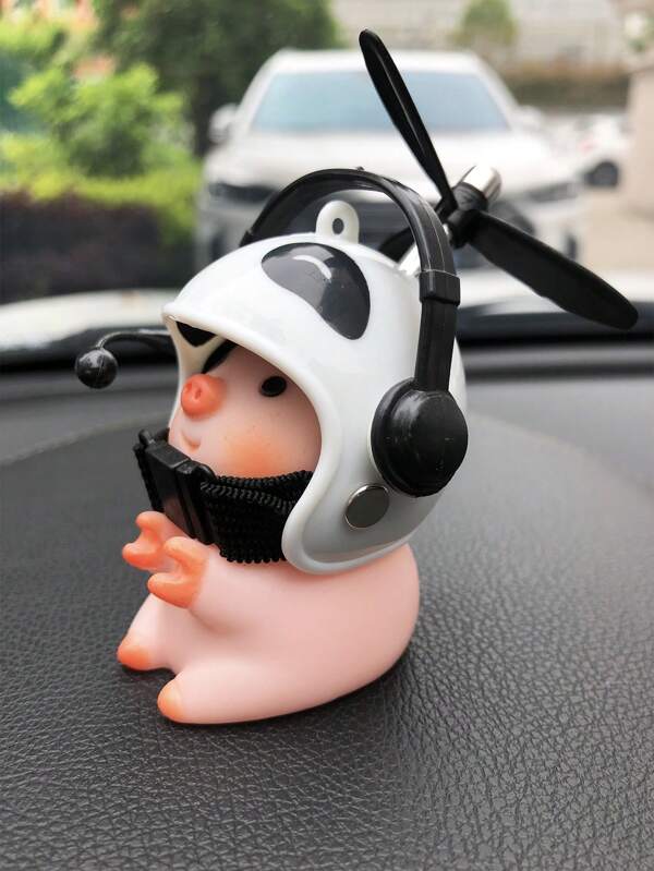 1pc Headset Decor Pig Design PVC Car Ornament | SHEIN USA