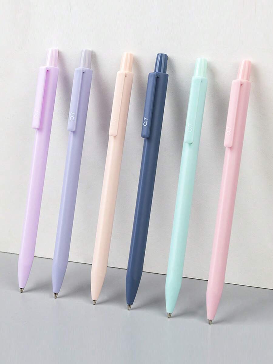 6pcs Mixed Color Press Type Mechanical Pencil, Simple Portable Basics ...