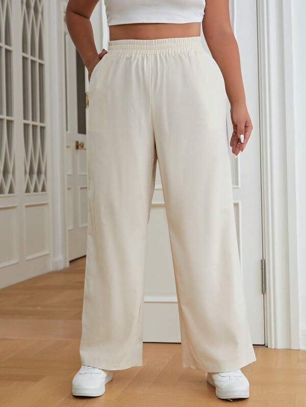 Shein Ezwear Hose Mit Weiten Beinen Einfarbig Elastisch Bund