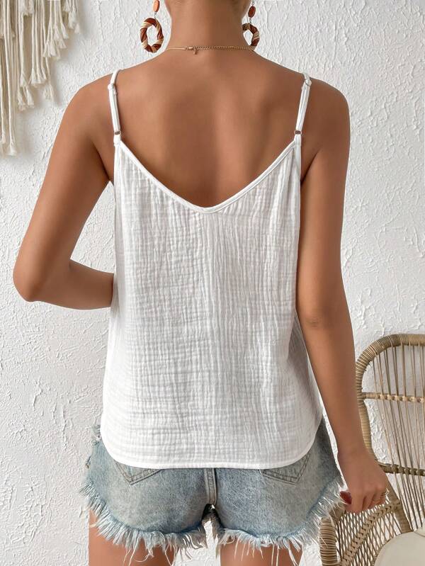 SHEIN VCAY Solid Button Front Cami Top | SHEIN USA