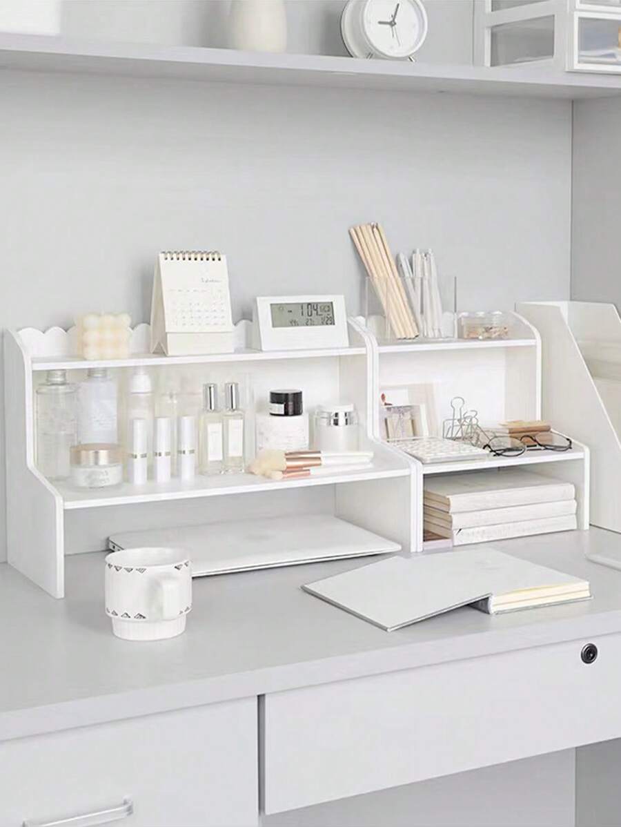 1pc WPC Desktop Storage Rack, Simple White Desktop Organizer For ...