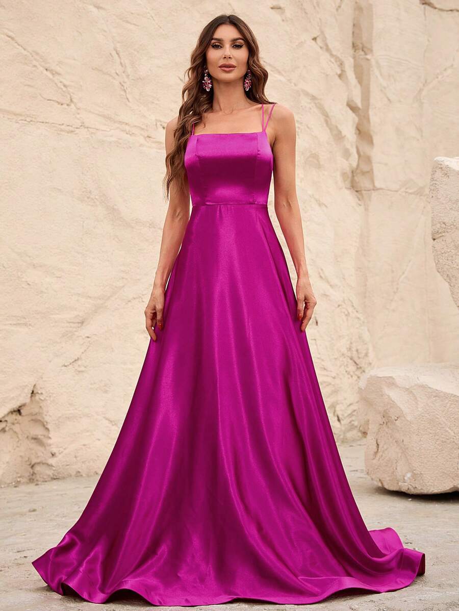 Solid Satin Cami Formal Dress | SHEIN USA