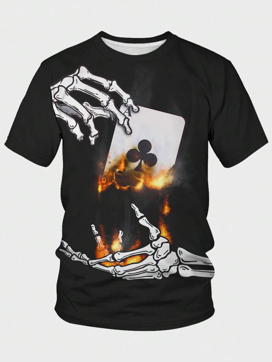 Manfinity LEGND Men Skeleton Hand & Playing Card Print Tee | SHEIN USA