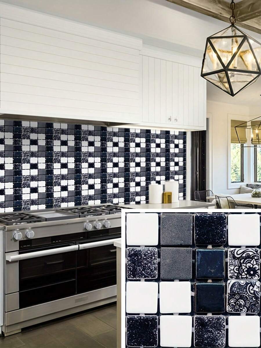 10pcs PVC Wall Tile Sticker, Modern Color Block Wall Tile Sticker For ...