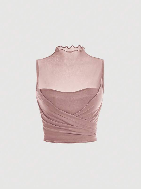 SHEIN MOD Mock Neck Wrap Front Tank Top | SHEIN USA