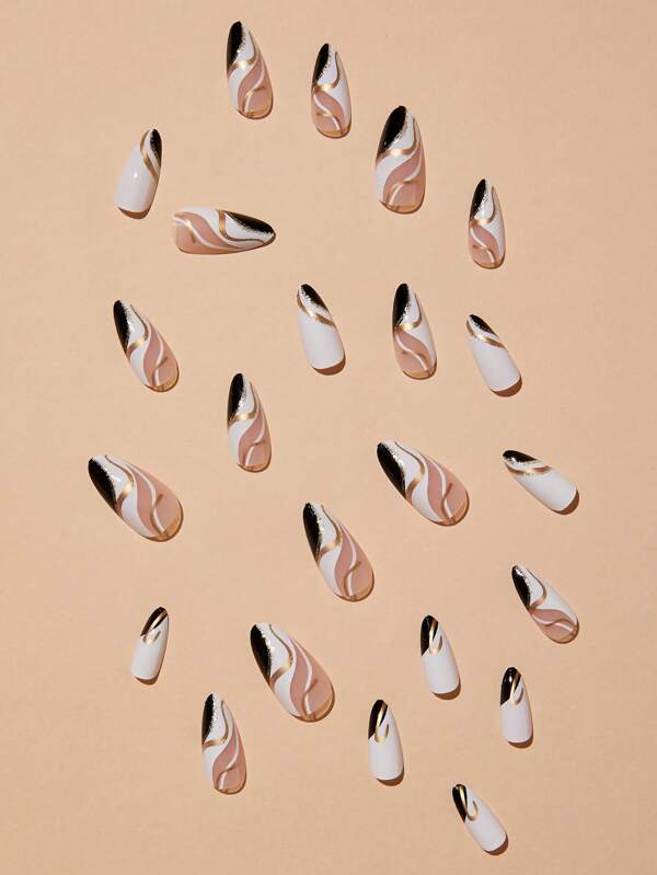 Upgrade Your Look With 24pcs Short Almond French Style Full Cover Fake ...