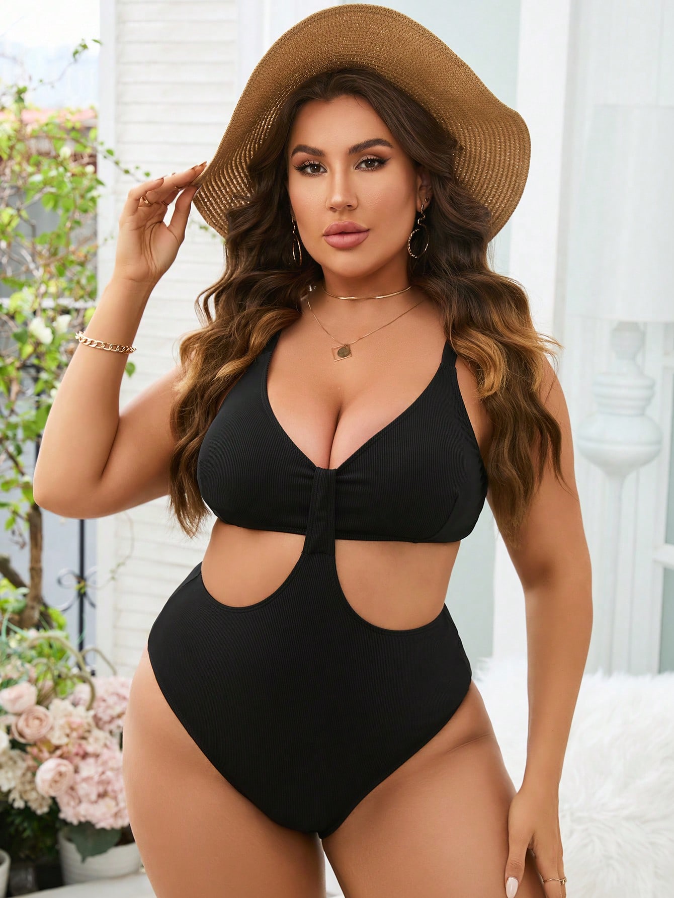 Shein Swim Curve Plus Cut Out Waist Cami One Piece Swimsuit Shein Usa