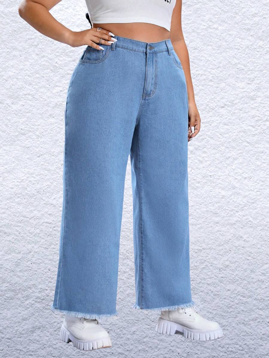 SHEIN Plus High Waist Wide Leg Jeans | SHEIN Singapore