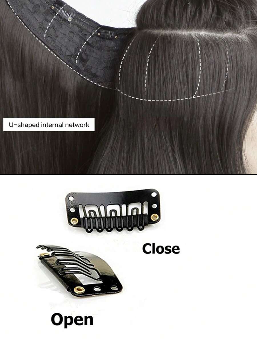 Body Wave Black 18-22 Inch V-Shaped Clip In Synthetic Hair Extension ...