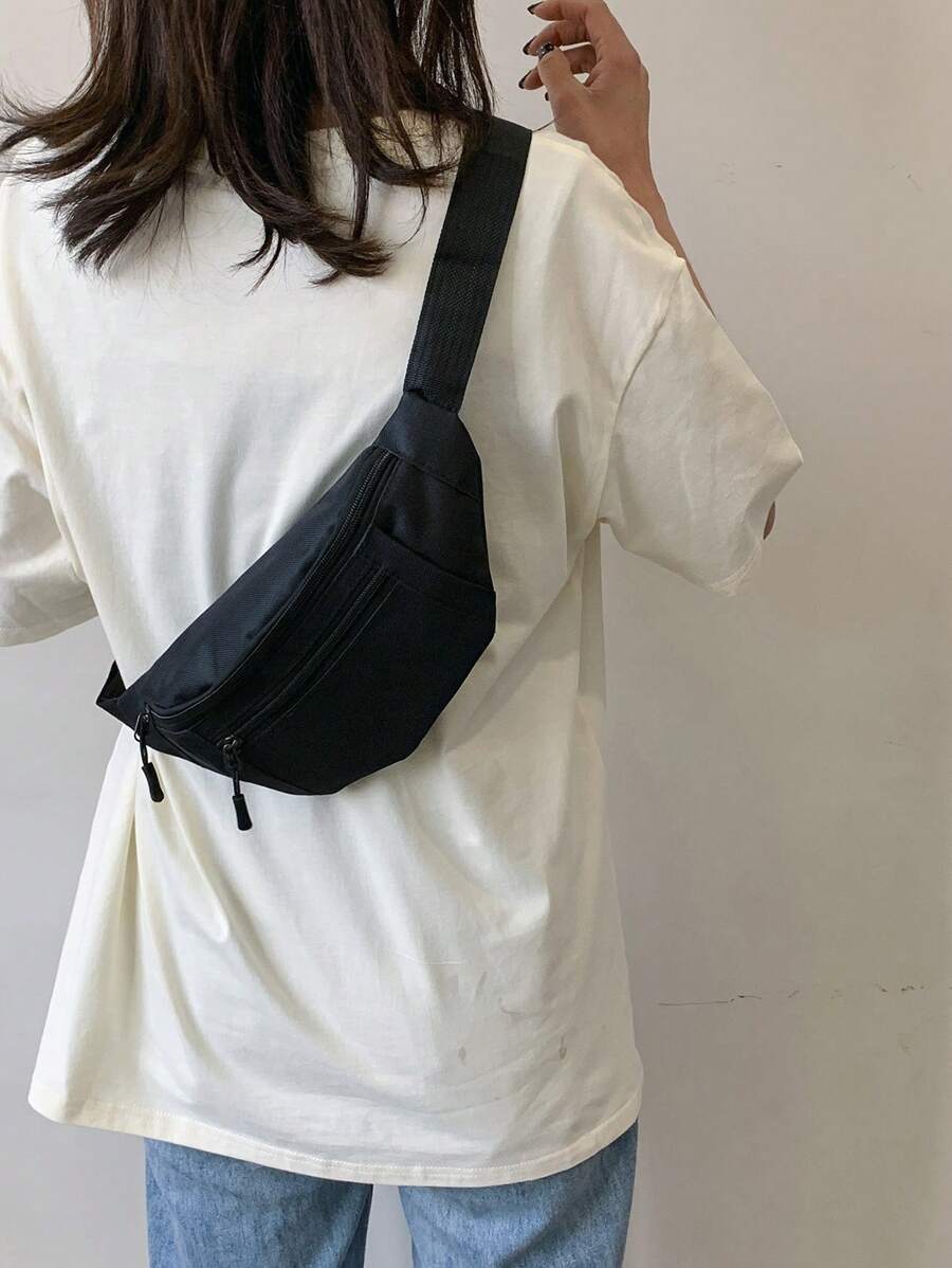 Medium Fanny Pack Zip Front Waterproof Release Buckle Design, Preppy ...