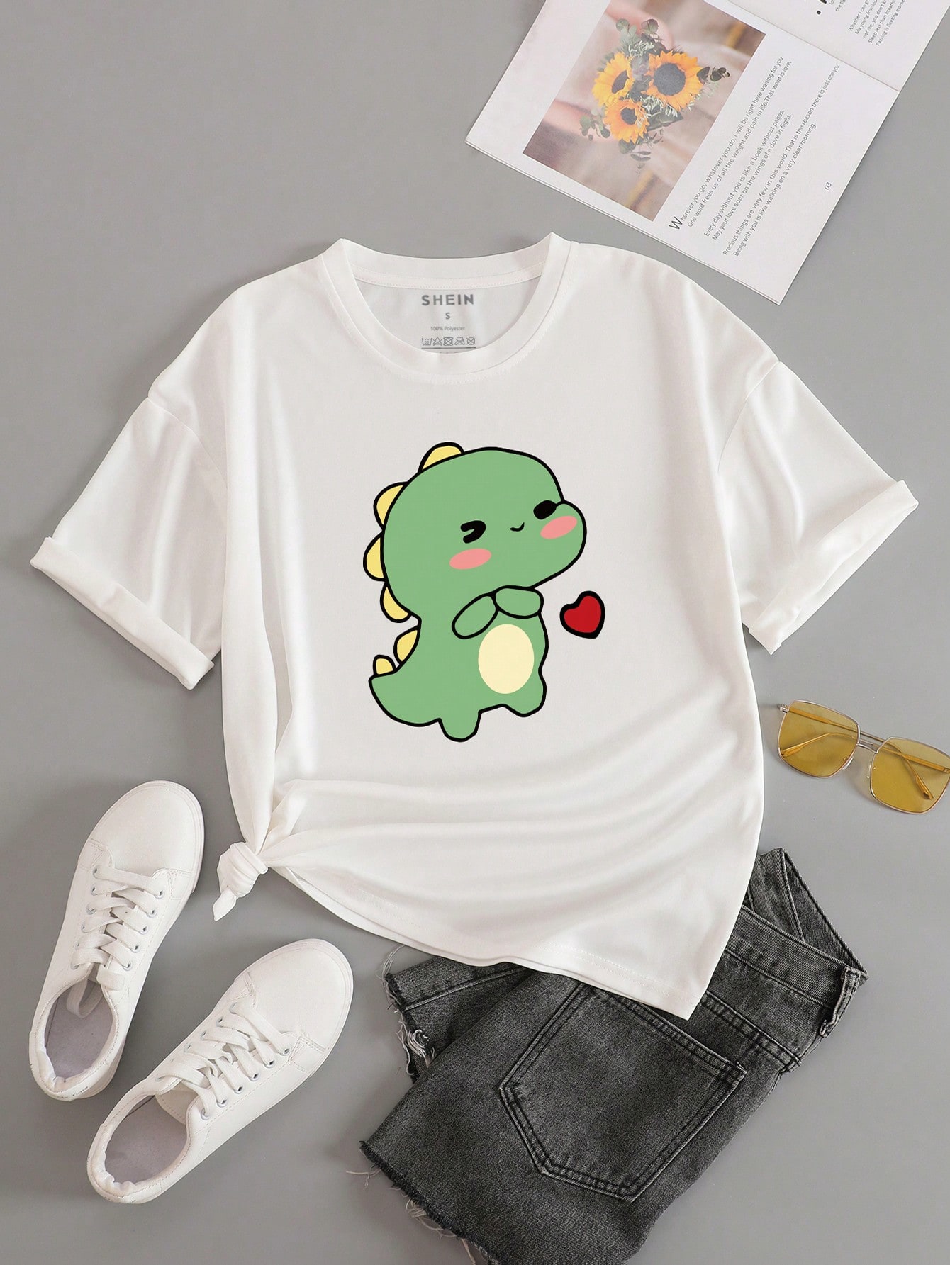 SHEIN LUNE Cartoon Dinosaur Print Tee | SHEIN USA