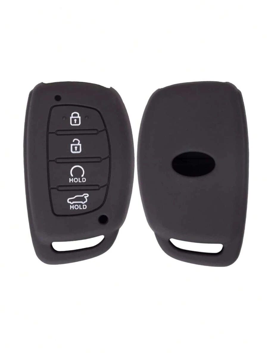 1pc Black Silicone Car Key Fob Cover, 4-Button Shockproof Protector ...