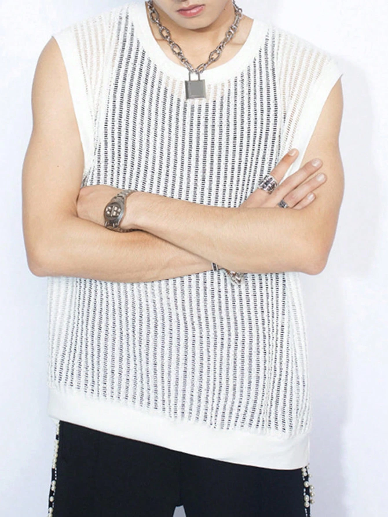 Men Solid Open Knit Top | SHEIN USA