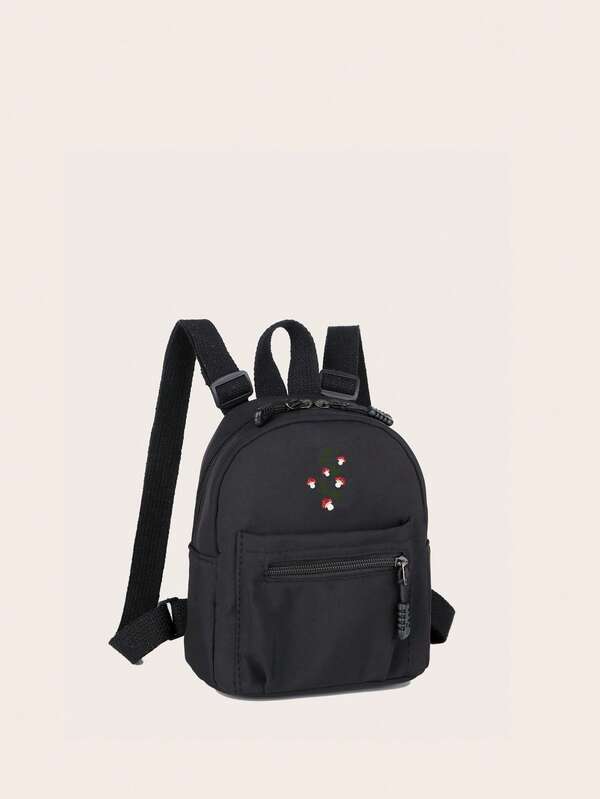 Mini Classic Backpack Mushroom Graphic Pocket Front | SHEIN UK