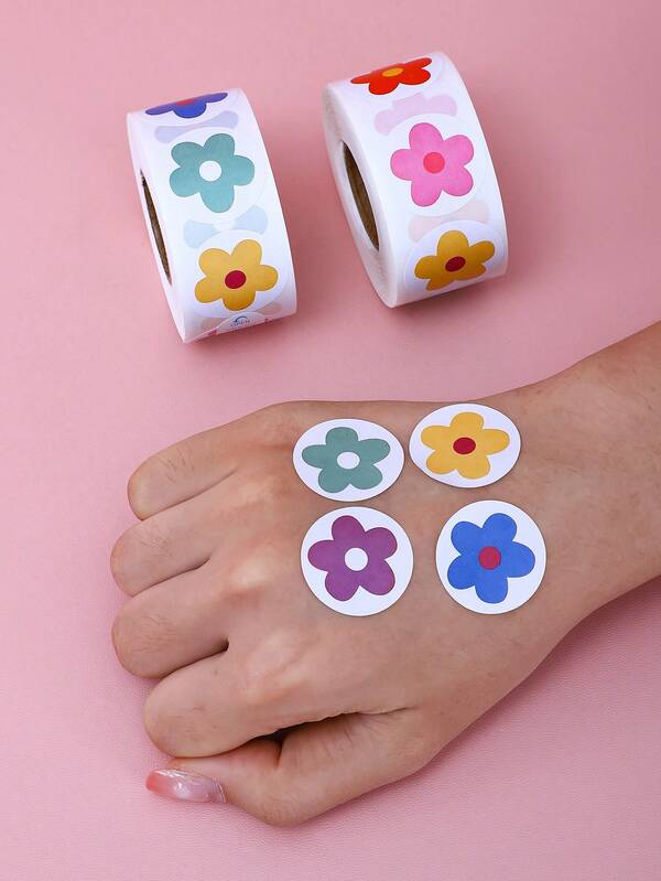 500pcs/roll Flower Pattern Assorted Sticker, Cute Multi-purpose Sticker ...