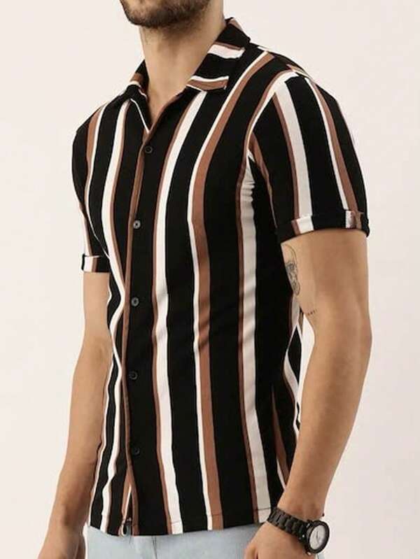 Men Vertical Striped Button Up Shirt | SHEIN USA