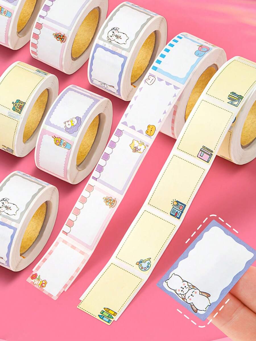 1roll Cartoon Animal Pattern Label Sticker, Cute Multi-purpose Writable ...
