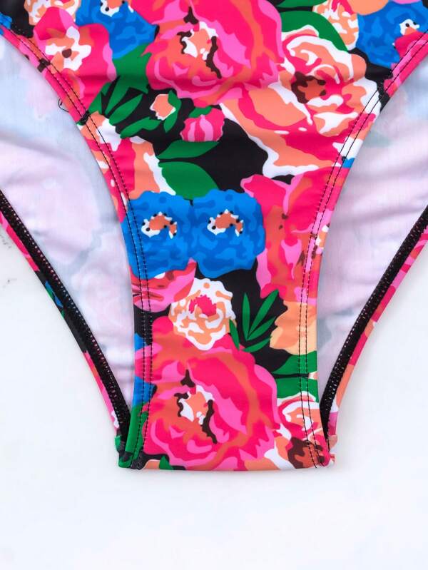 Floral Print Ruffle Trim Push Up Bikini Swimsuit Shein Usa