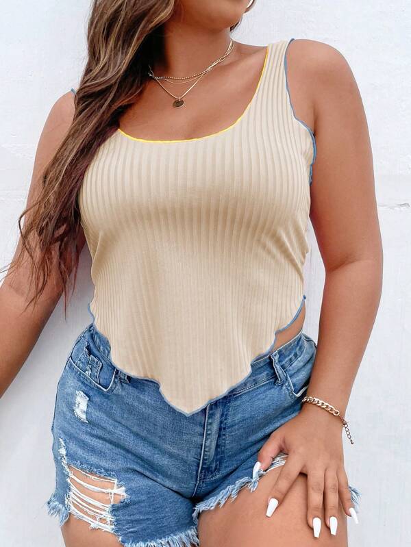 Plus Contrast Binding Tank Top Shein Usa
