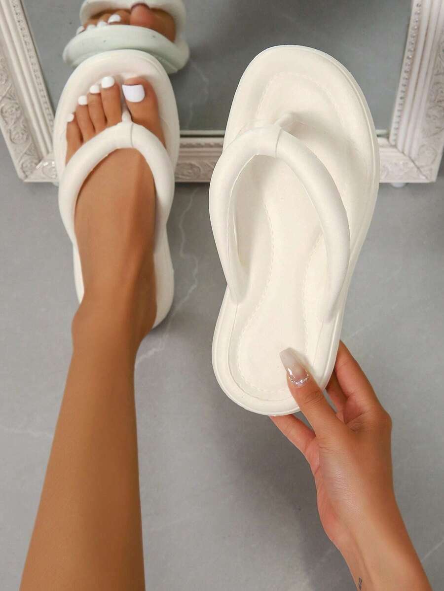 Femme Tongs minimaliste blanc en plastique | Mode en ligne | SHEIN FRANCE