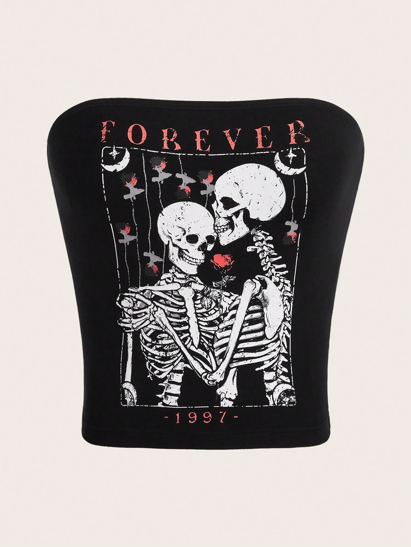 Shein Coolane Skeleton And Letter Graphic Tube Top Shein Usa