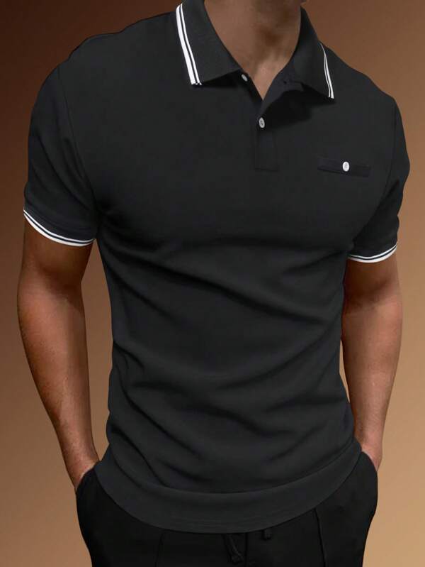 Manfinity Homme Men Striped Trim Polo Shirt | SHEIN USA