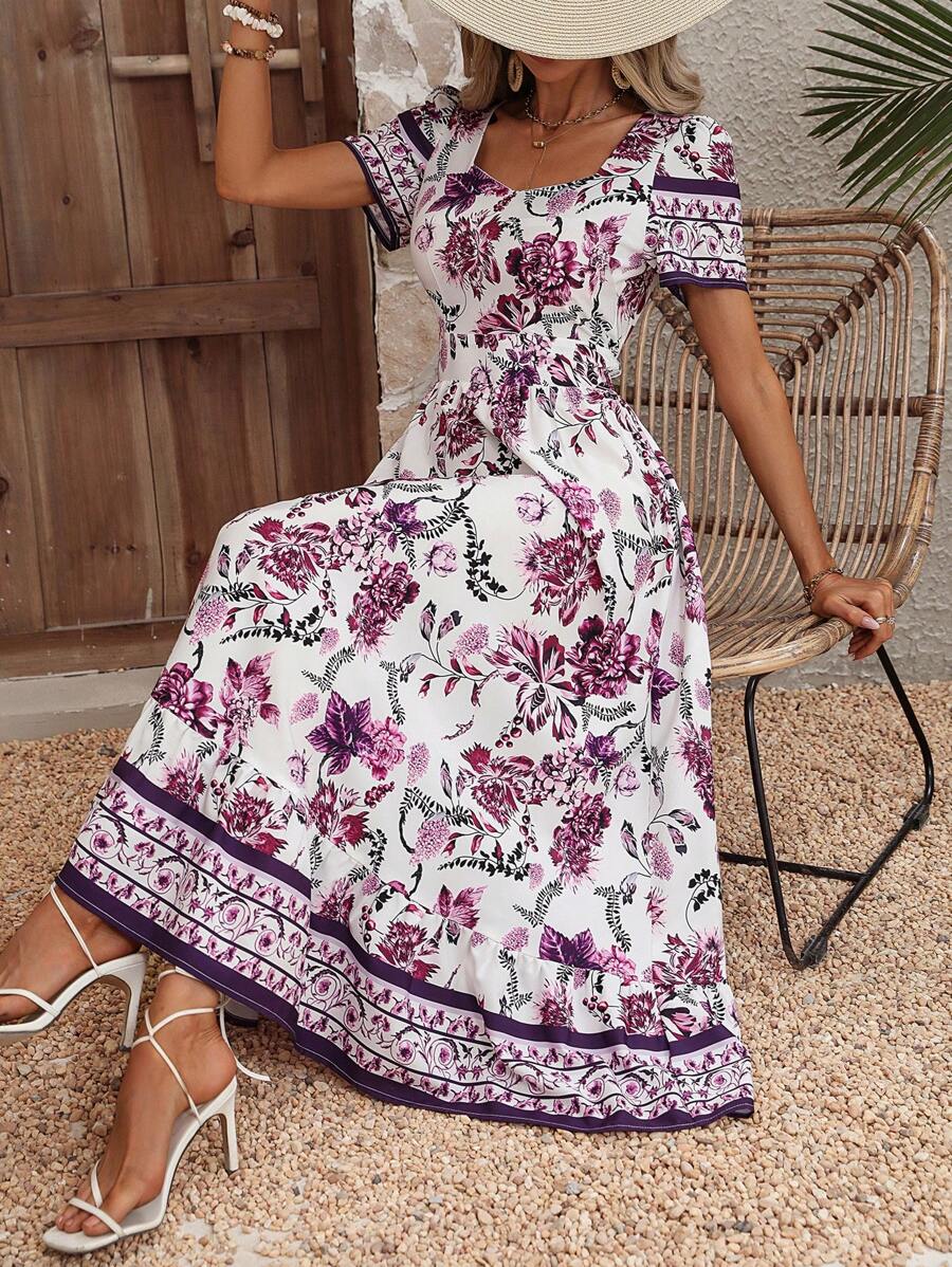 Breezaya Floral Print Ruffle Hem Dress | SHEIN USA