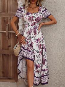 Breezaya Floral Print Ruffle Hem Dress | SHEIN USA