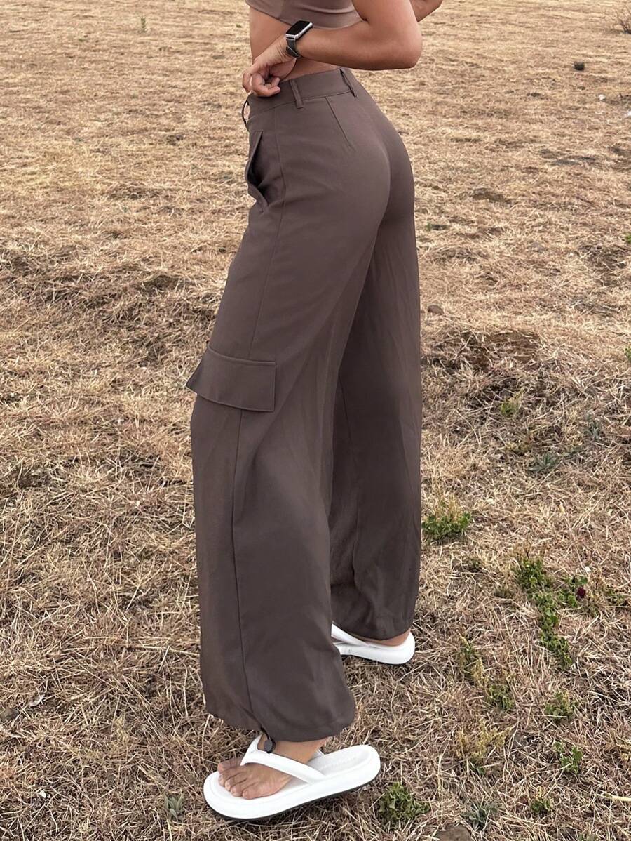 DAZY Solid Flap Side Pants | SHEIN USA
