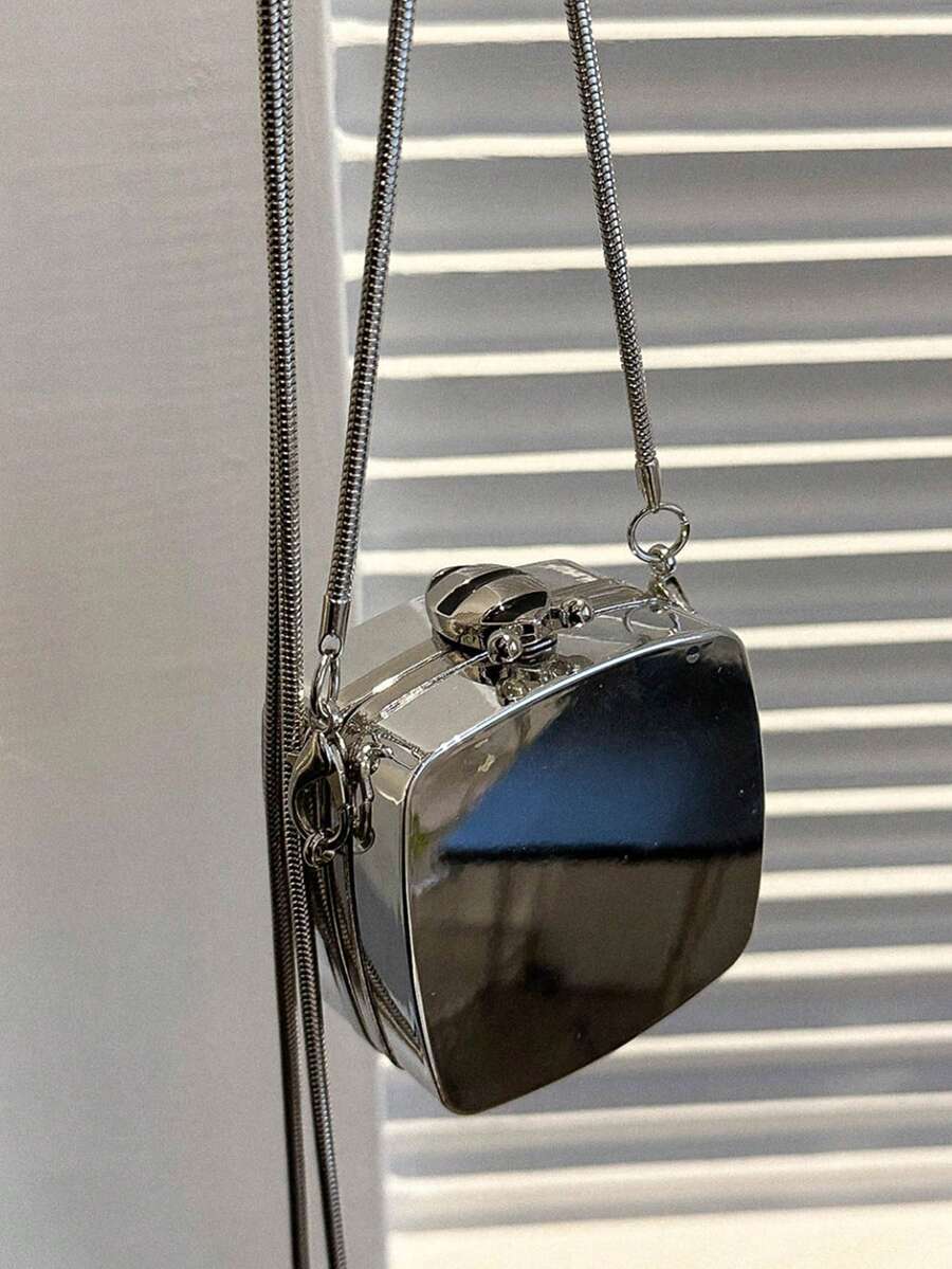 Mini Minimalist Box Bag Metallic Chain Strap, Funky, Punk & Bag For ...