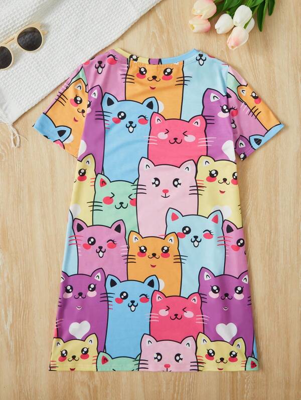 SHEIN Kids EVRYDAY Girls Cartoon Graphic Tee Dress | SHEIN USA