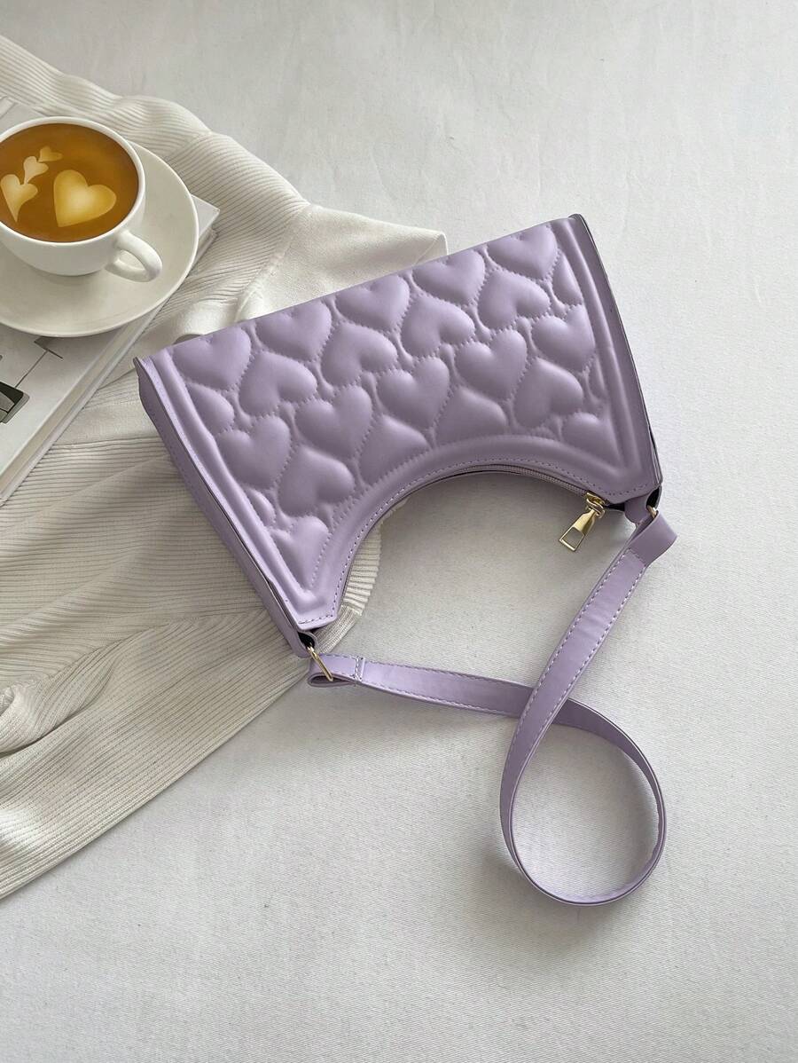 Kleine Tasche mit Herzmotiv, einfarbig, gesteppt | aktuelle Trends ...