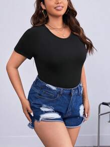 SHEIN Privé Plus Twist Back Cut Out Bodysuit | SHEIN USA