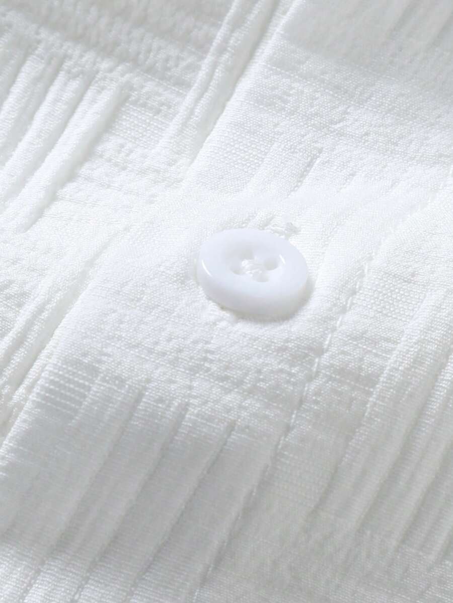 Manfinity Homme Men Solid Button Up Shirt & Shorts Set, Vacation Plain Husband Casual Clothes ...